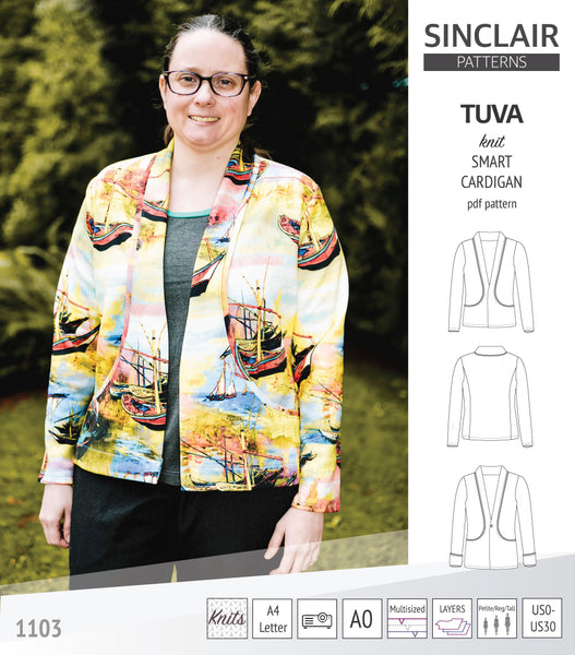 Tuva knit smart cardigan and blazer pdf sewing pattern - Sinclair Patterns