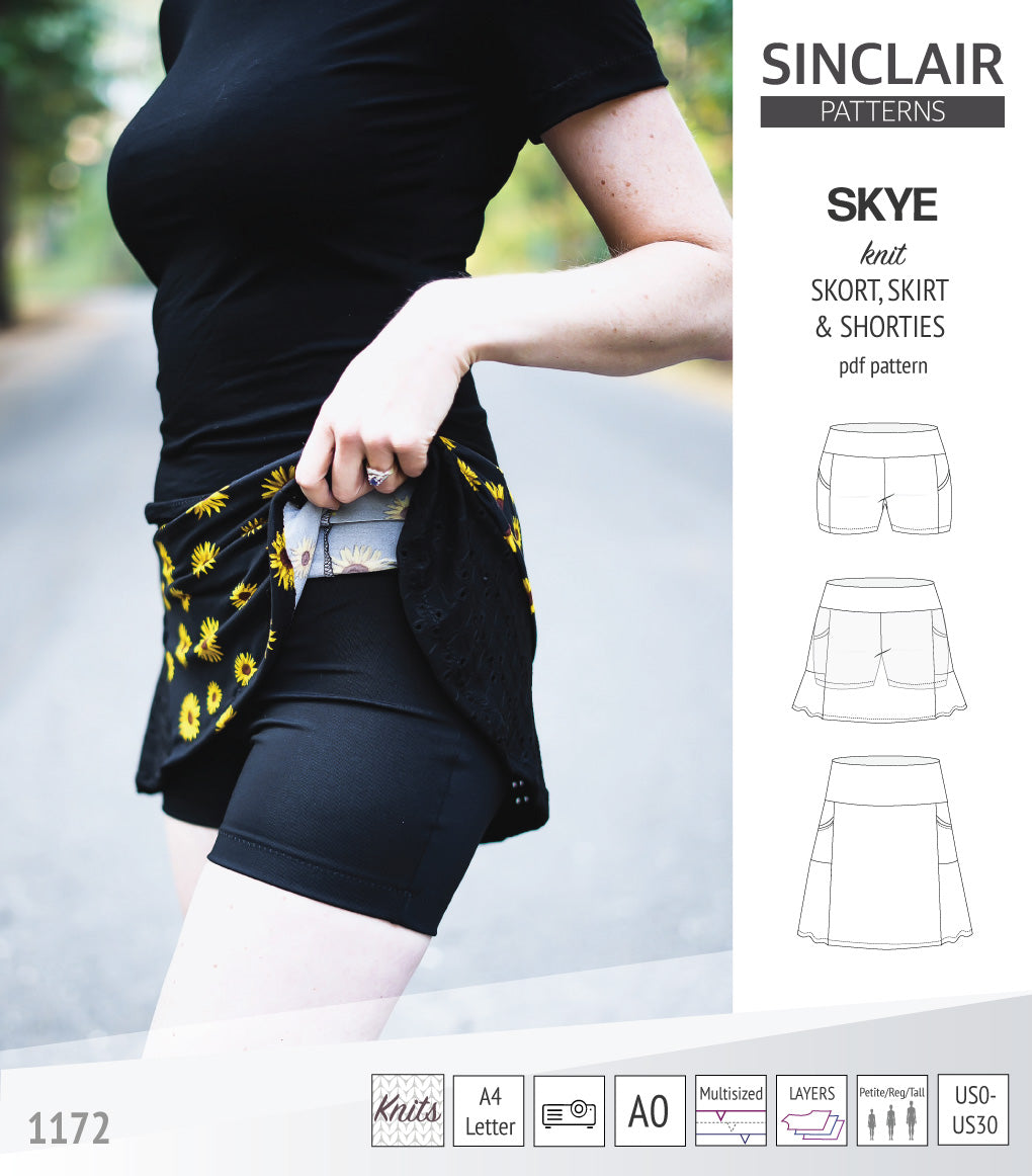 Skye skort, skirt and shorties with pockets and yoga waistband pdf ...