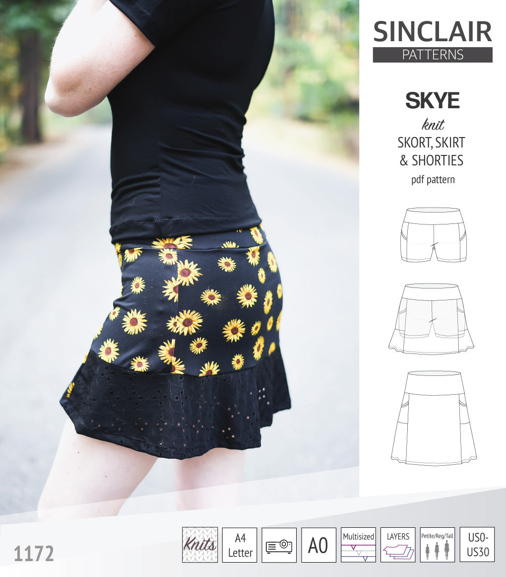 Skye skort, skirt and shorties with pockets and yoga waistband pdf ...