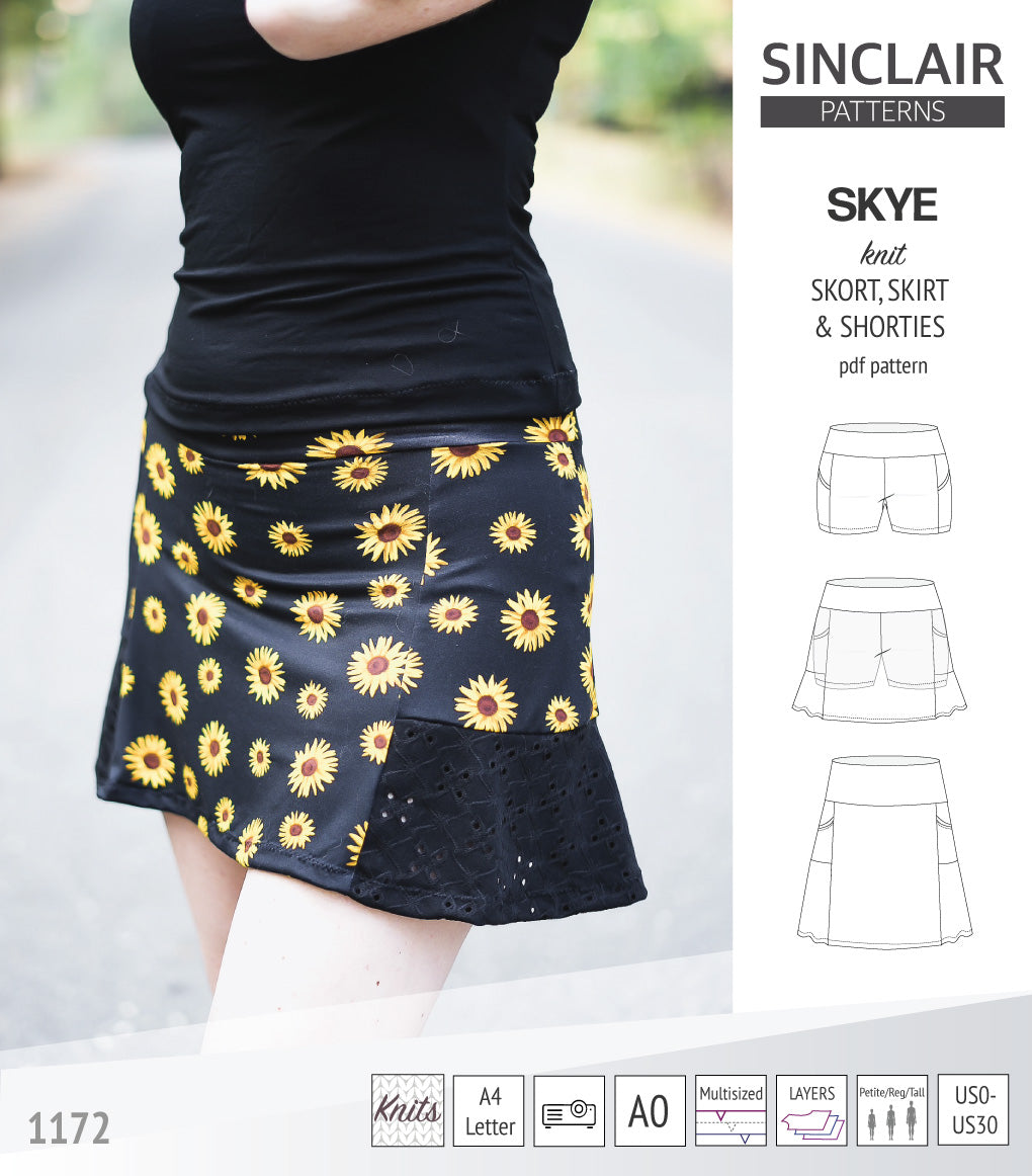Skye skort, skirt and shorties with pockets and yoga waistband pdf ...