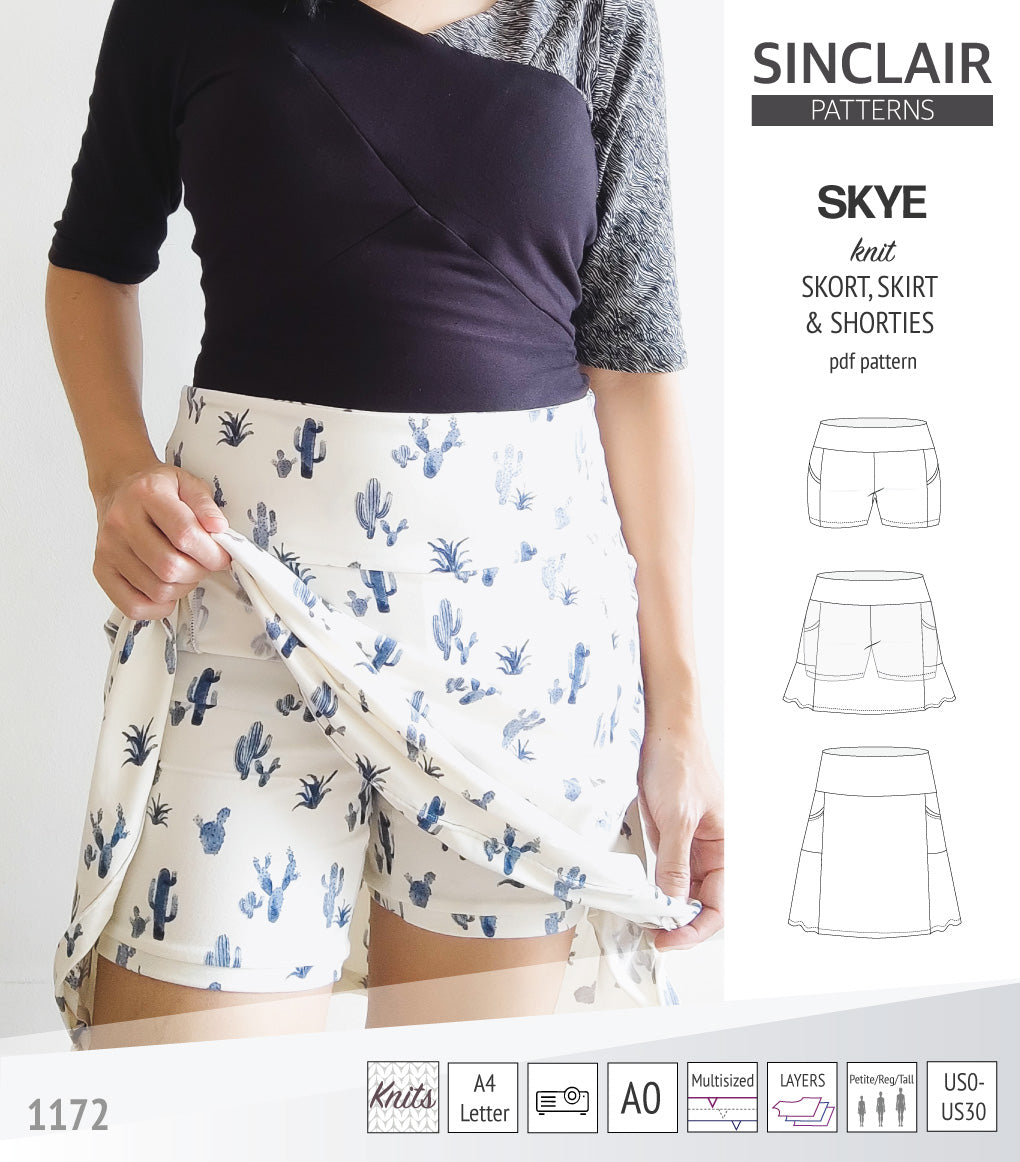 Skye skort, skirt and shorties with pockets and yoga waistband pdf ...