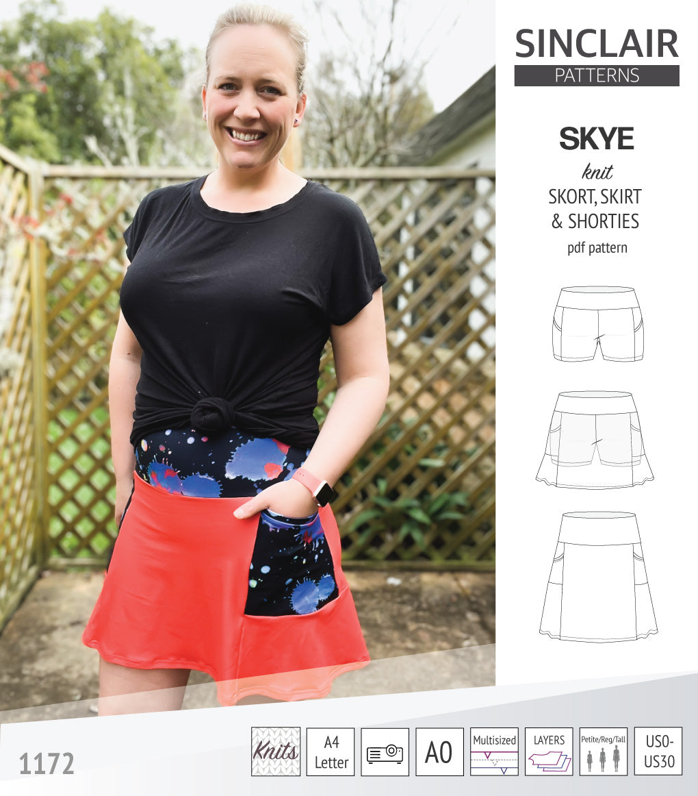 Skye skort, skirt and shorties with pockets and yoga waistband pdf ...