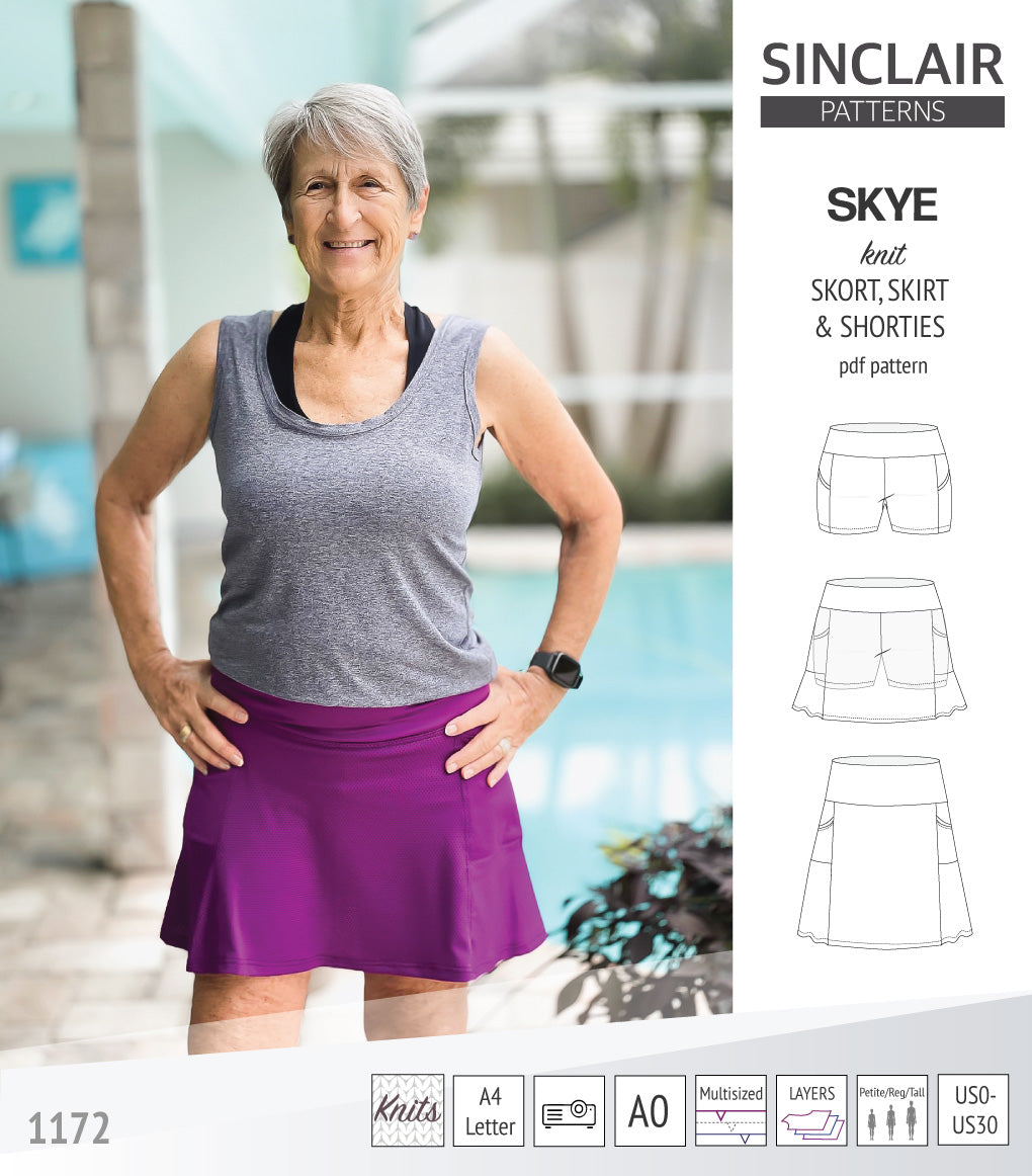 Skye skort, skirt and shorties with pockets and yoga waistband pdf ...
