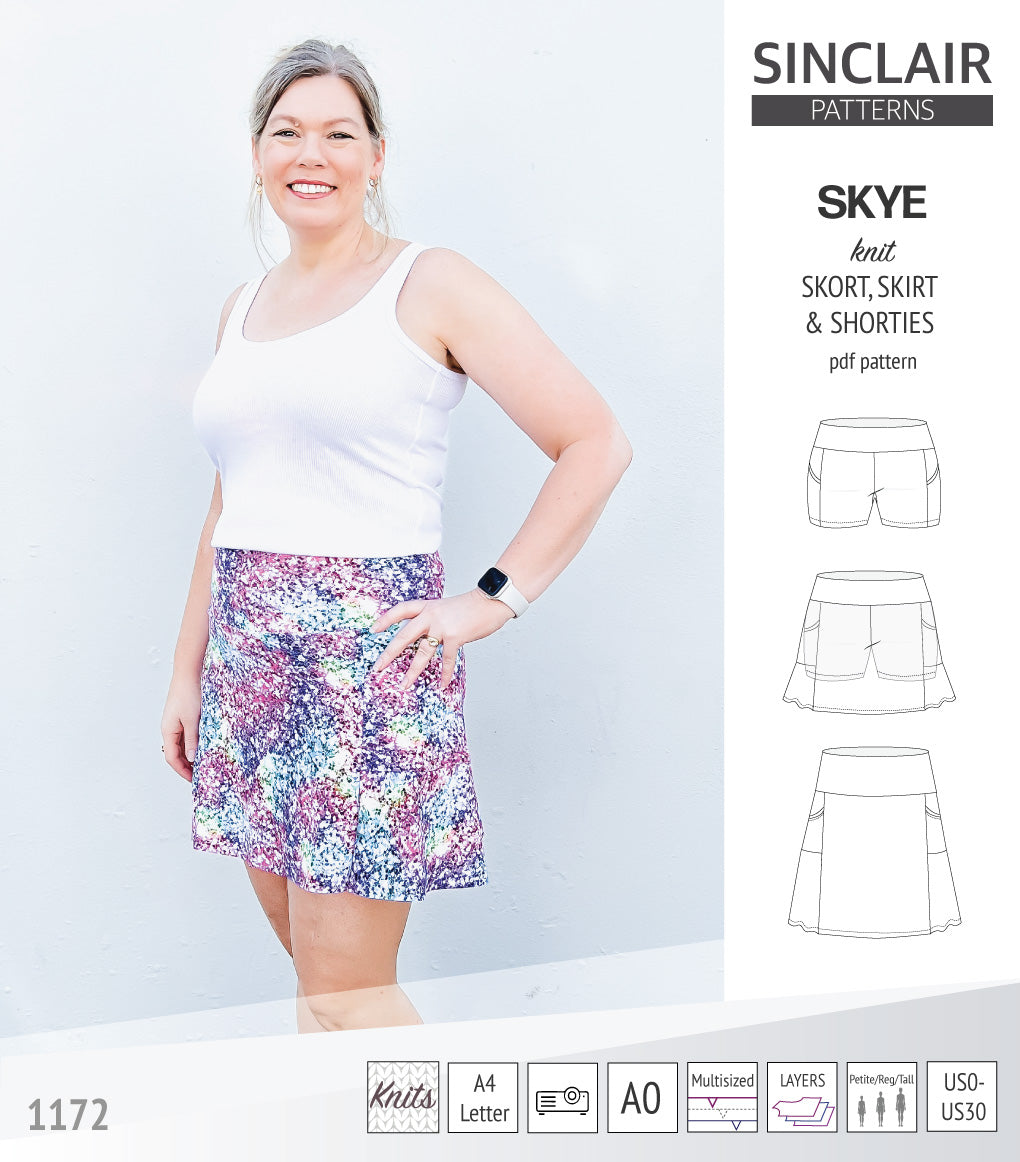 Skye skort, skirt and shorties with pockets and yoga waistband pdf ...