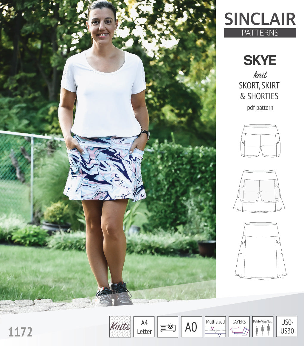 Skye skort, skirt and shorties with pockets and yoga waistband pdf ...
