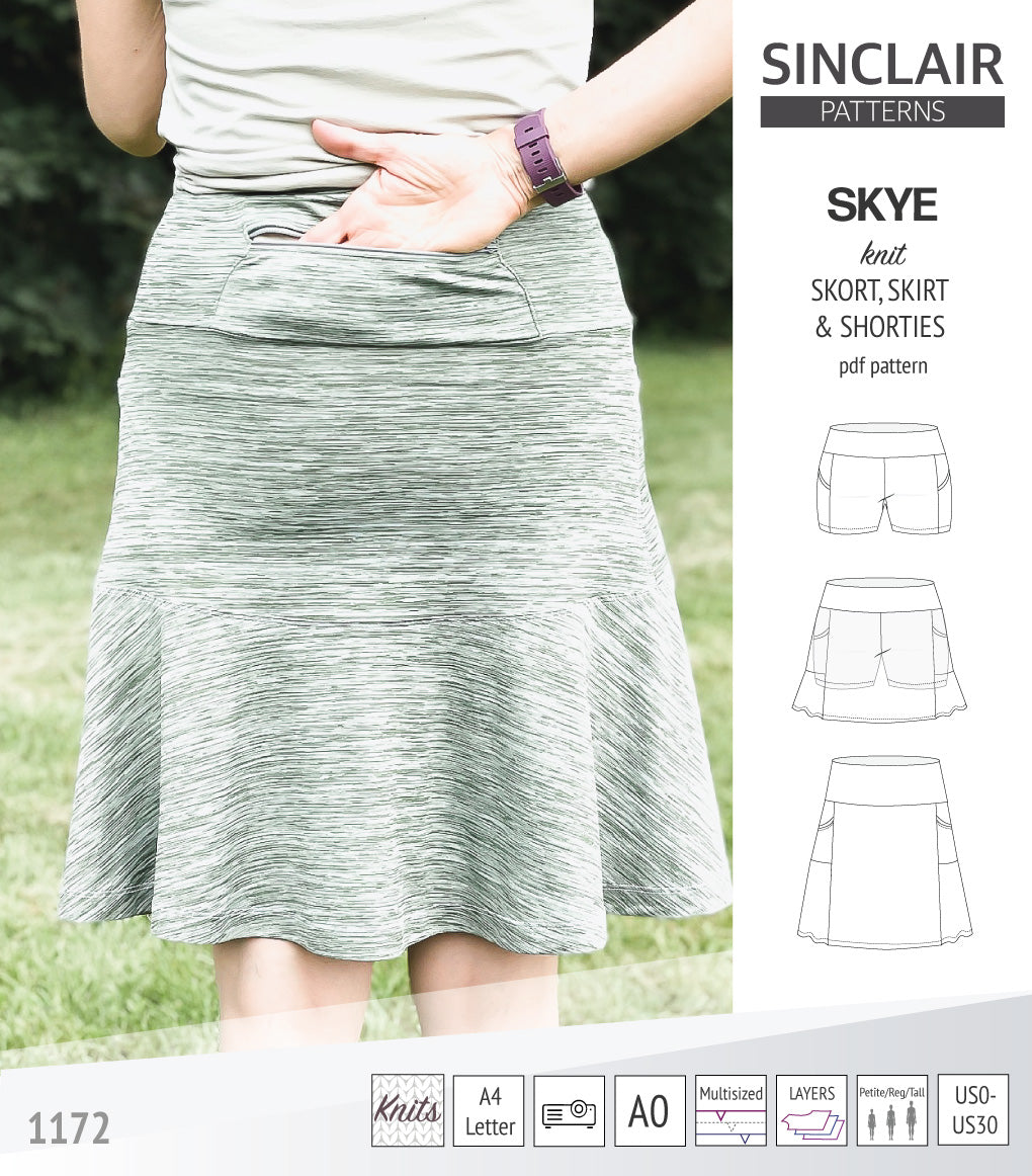 Skye skort, skirt and shorties with pockets and yoga waistband pdf ...