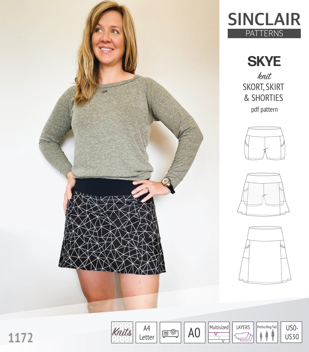Skye skort, skirt and shorties with pockets and yoga waistband pdf ...