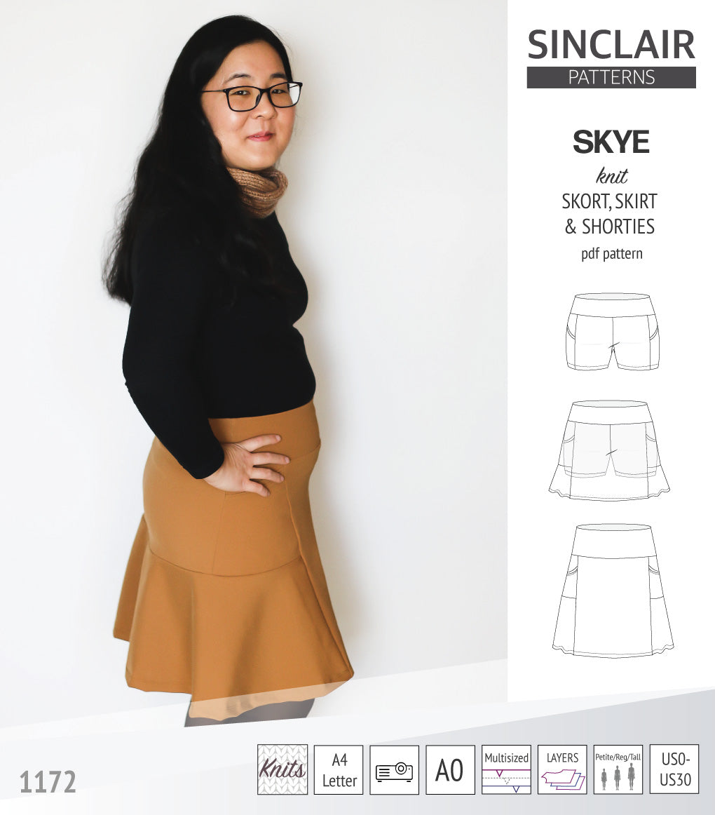 Skye skort, skirt and shorties with pockets and yoga waistband pdf sewing pattern – Sinclair ...