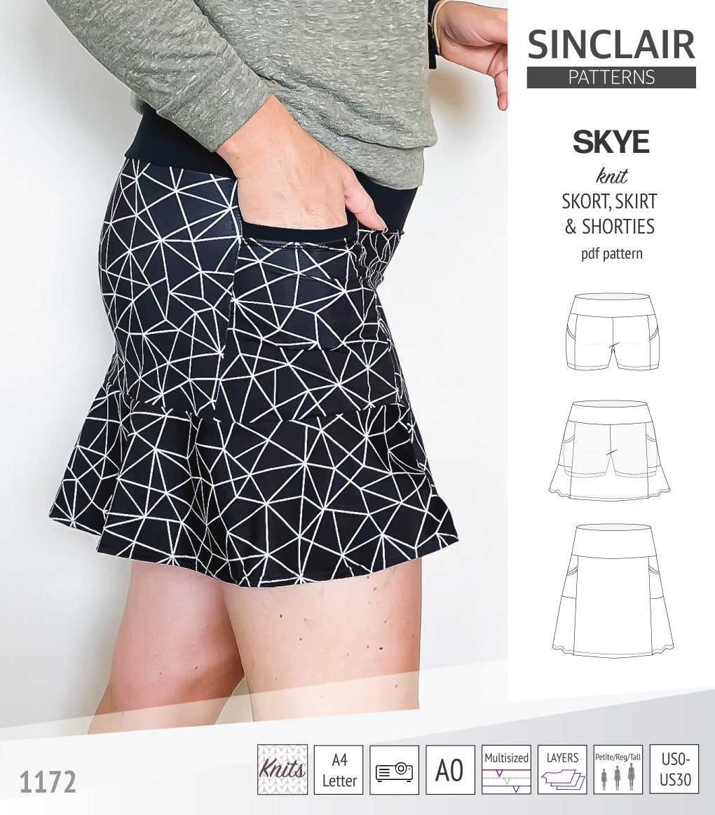 Skye skort, skirt and shorties with pockets and yoga waistband pdf ...