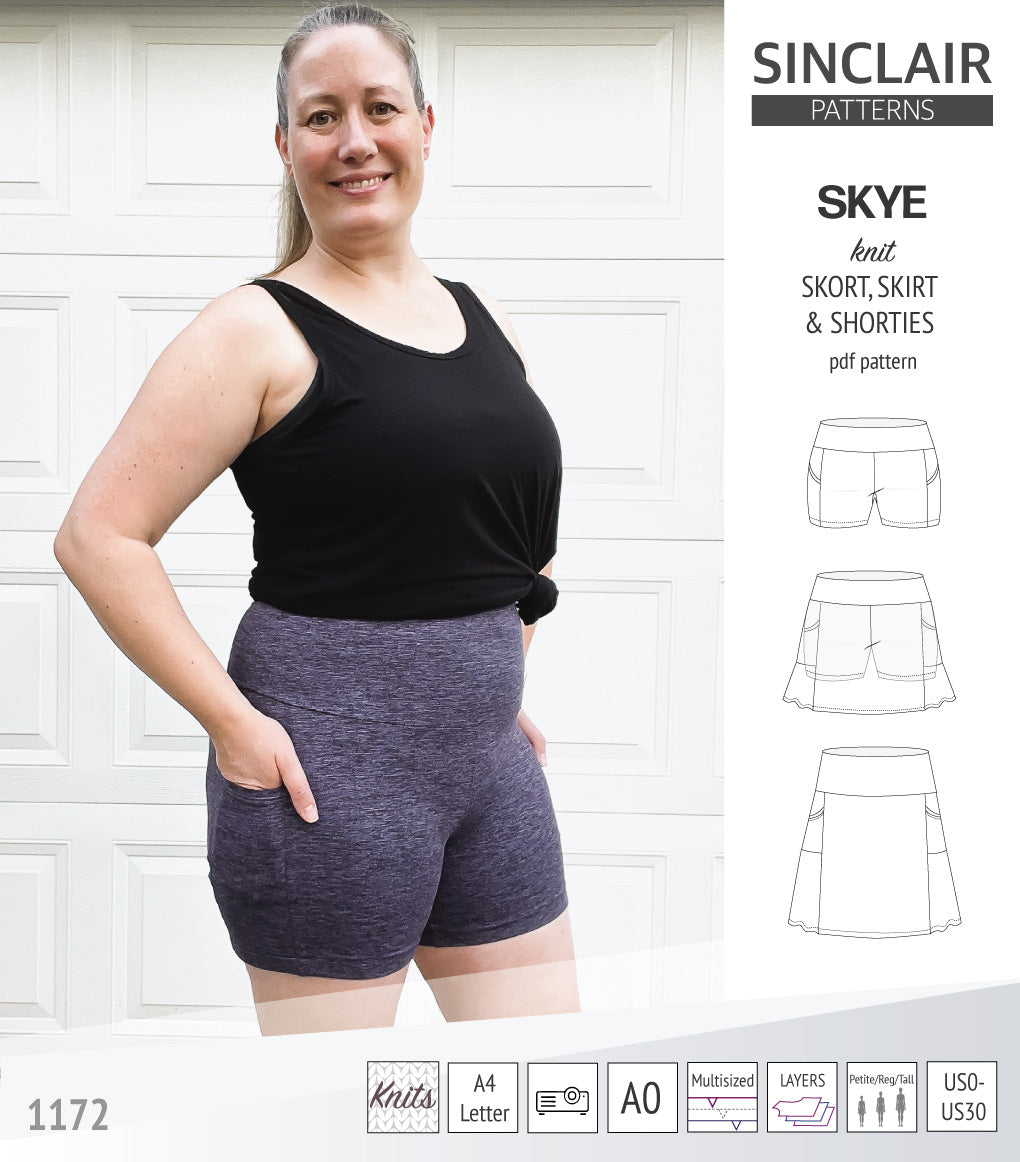 Skye skort, skirt and shorties with pockets and yoga waistband pdf ...