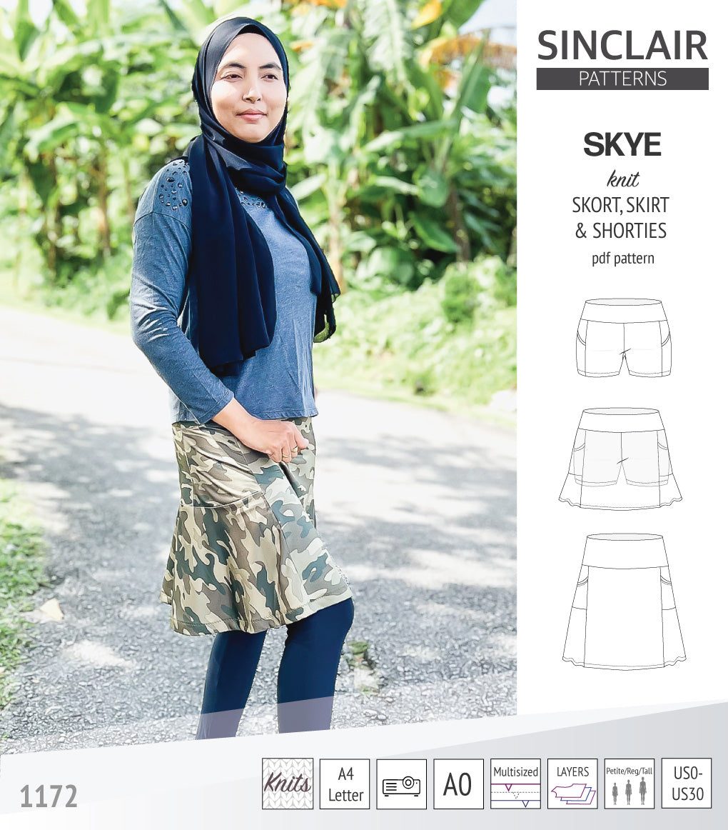 Skye skort, skirt and shorties with pockets and yoga waistband pdf sewing pattern – Sinclair ...