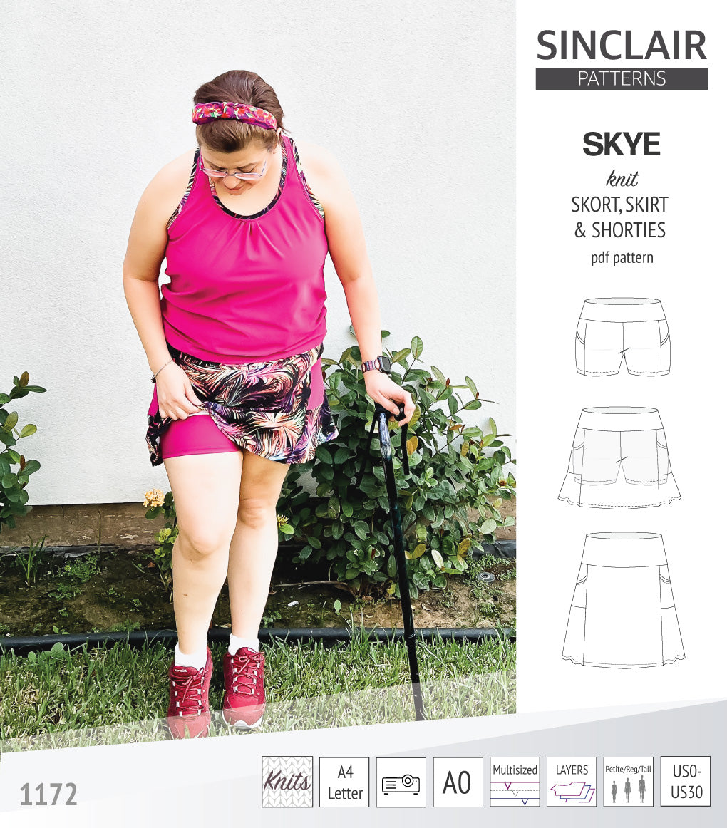 Skye skort, skirt and shorties with pockets and yoga waistband pdf ...