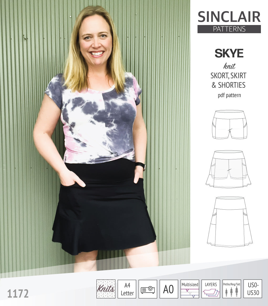 Skye skort, skirt and shorties with pockets and yoga waistband pdf ...