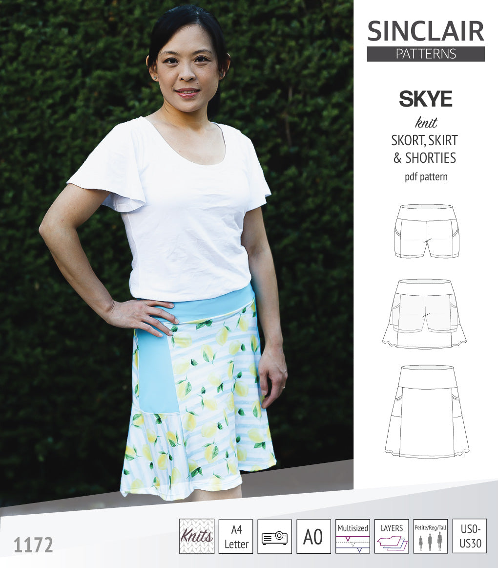 Skye skort, skirt and shorties with pockets and yoga waistband pdf ...