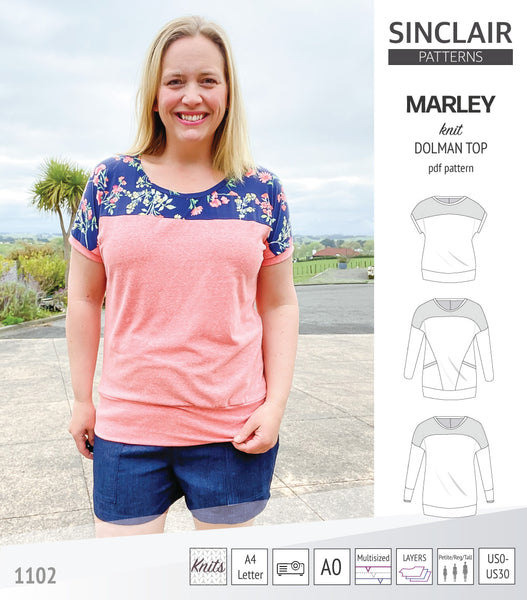 Marley dolman knit top with a yoke pdf sewing pattern - Sinclair Patterns