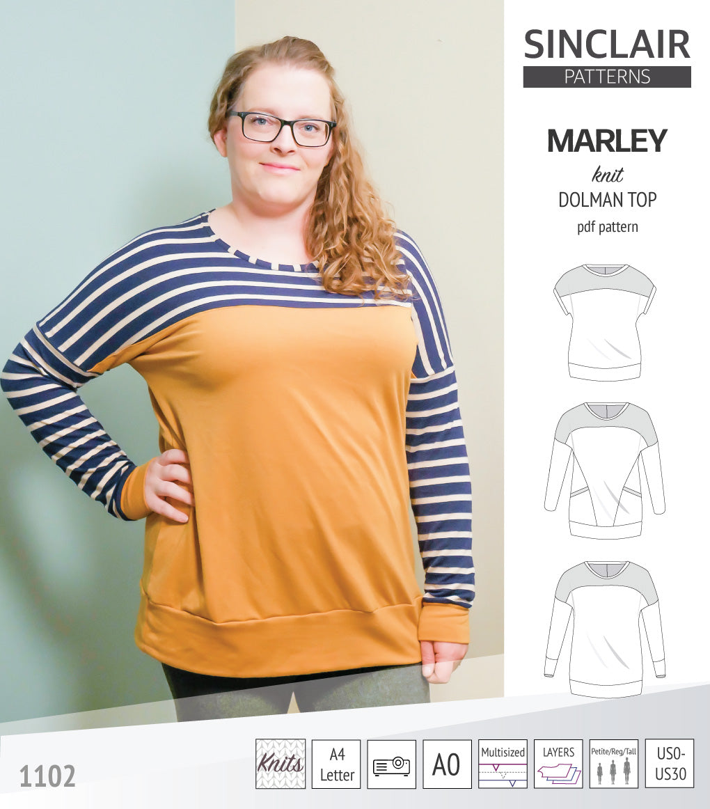 Marley dolman knit top with a yoke pdf sewing pattern – Sinclair Patterns
