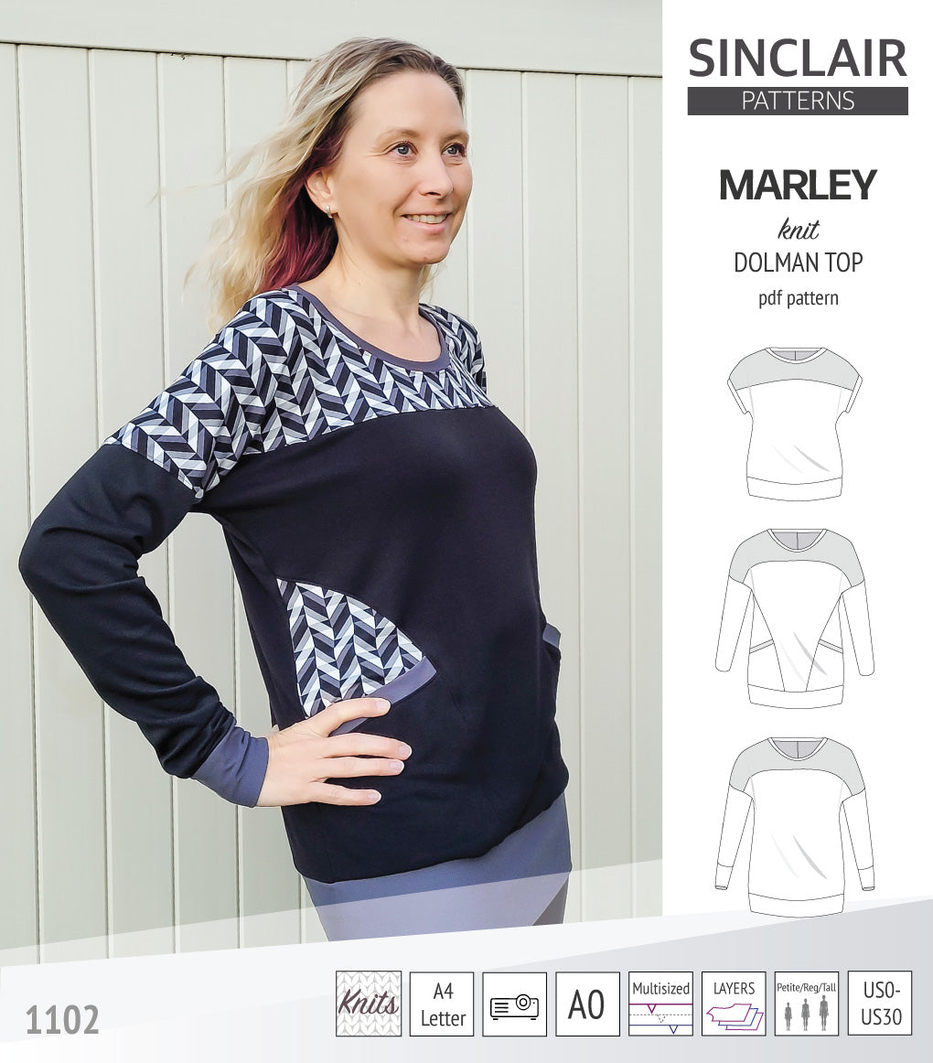 Marley dolman knit top with a yoke pdf sewing pattern – Sinclair Patterns